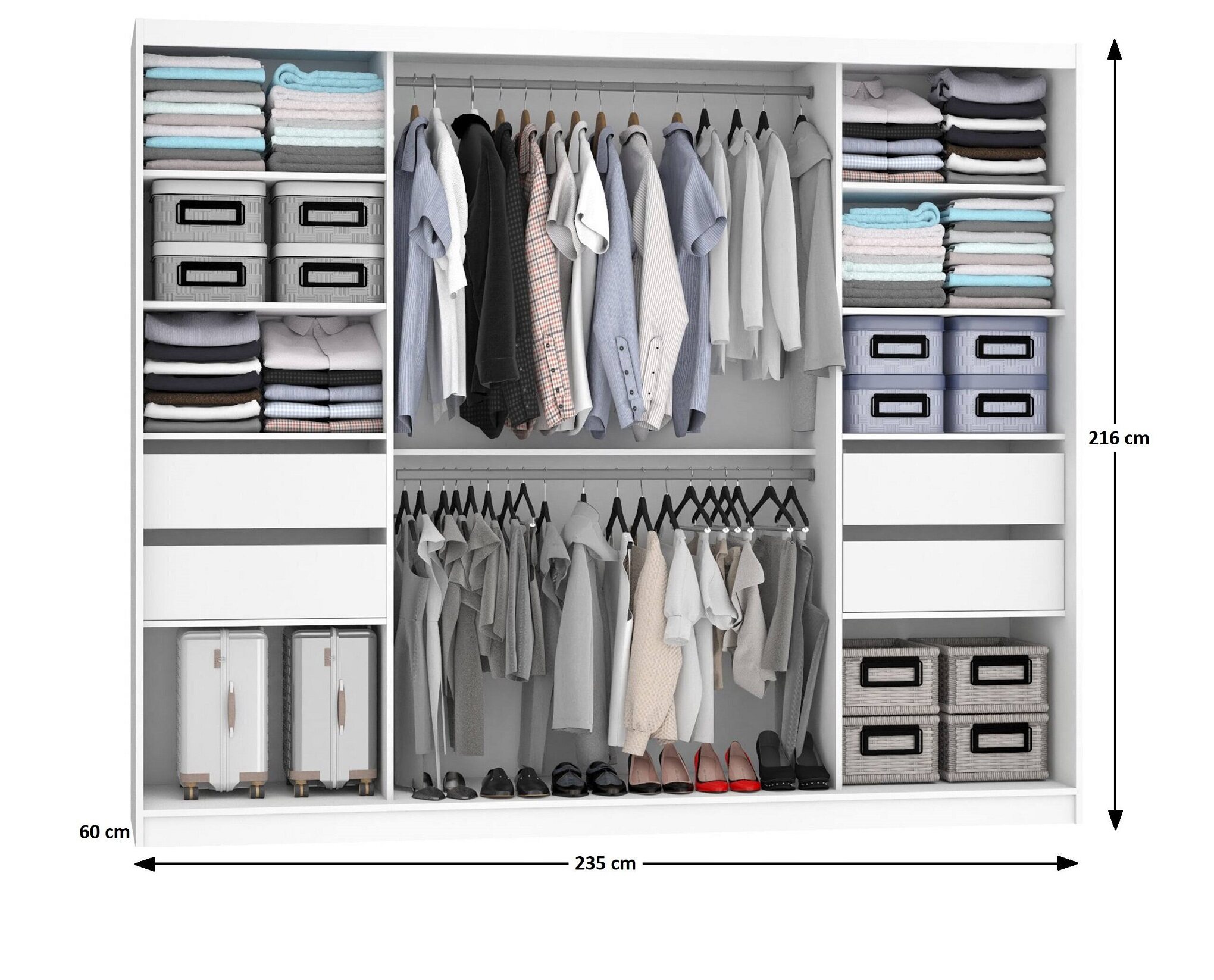 Dressing 232 cm Belini alb mat / alb lucios cu usi glisante cu oglinda ...